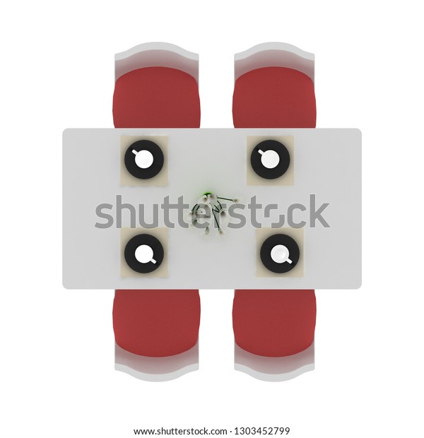 Dining Table Chairs Top View Overhead Stock Illustration 1303452799