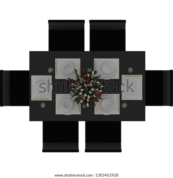 Dining Table Chairs Top View Overhead Stock Illustration 1303452928 ...