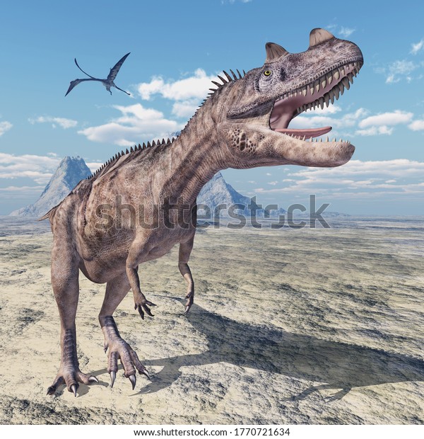 Dinosaur Ceratosaurus Landscape Computer Generated 3d Stock ...