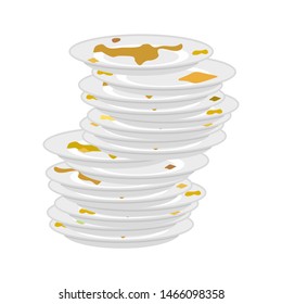 Dirty Plates Stack Isolated Unclean Dishes Stock Illustration ...