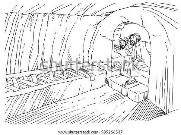 Disciples Peter and John have resorted to the empty tomb