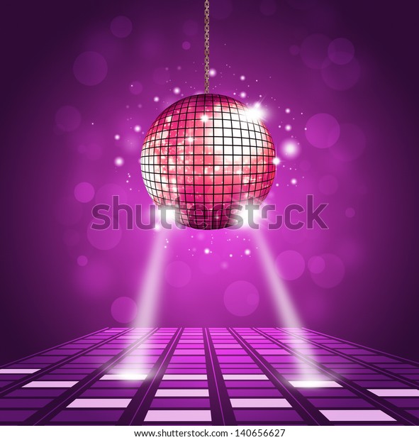 Disco Ball Floor Background Equalizer Music Stock Illustration ...
