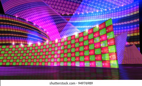 Disco Stage Background Virtual Set Stock Illustration 94976989 ...