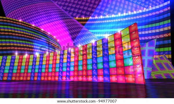 Disco Stage Background Virtual Set Stock Illustration 94977007 ...