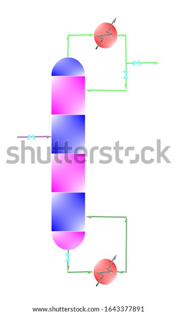 Distillation Column Process Flow Diagram: ภาพประกอบสต็อก 1643377891 ...