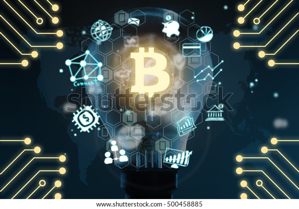 Distributed Ledger Technology Light Bulb Block 库存插图 500458885
