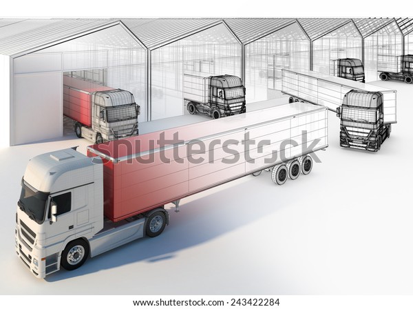 Distribution Process Truck Near Loading Docks Stock Illustration 243422284