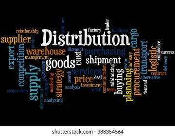 Distribution Word Cloud Concept On Black Stock Illustration 388354564 ...