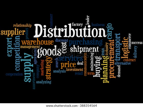 Distribution Word Cloud Concept On Black Stock Illustration 388354564 ...