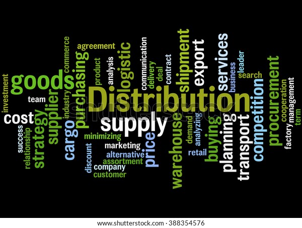 Distribution Word Cloud Concept On Black Stock Illustration 388354576 ...