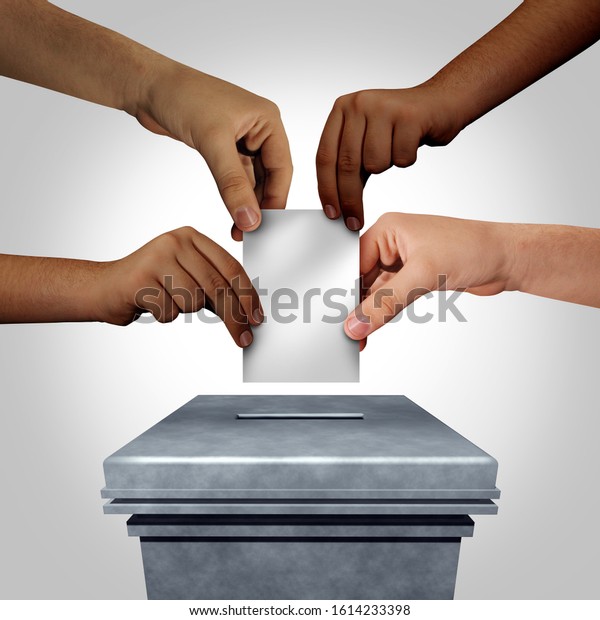 Diverse Hands Casting Ballot Voting Polling Stock Illustration 1614233398