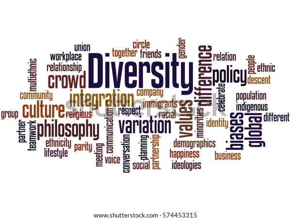 Diversity Word Cloud Concept On White ภาพประกอบสต็อก 574453315