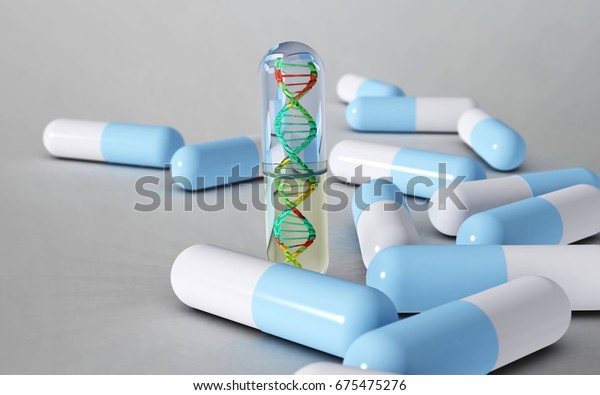 Dna Capsule Capsule Tablets 3d Rendering Stock Illustration 675475276 ...