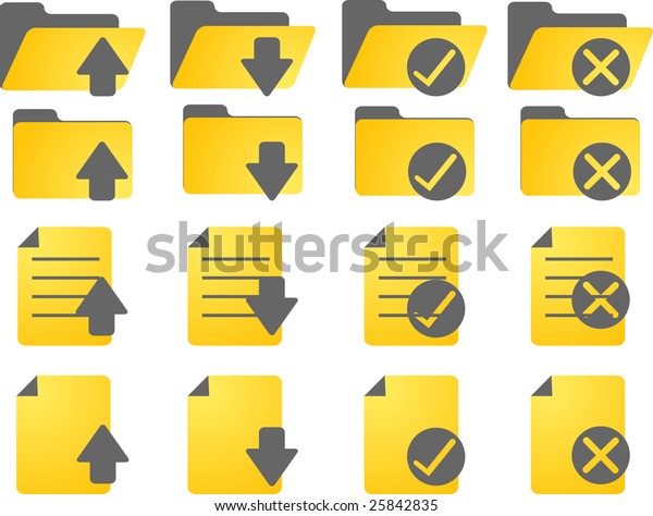 Document Folder Icon Set Different Statuses: ilustracja stockowa ...