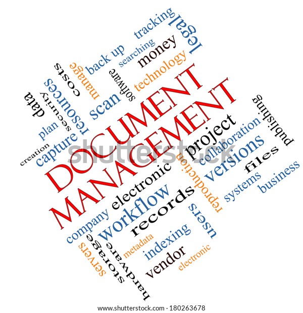 Document Management Word Cloud Concept Angled Stock Illustration ...