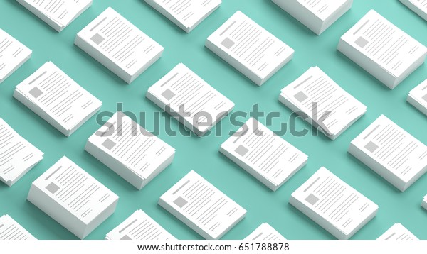 Documents Collection On Green Background 3d Stock Illustration ...