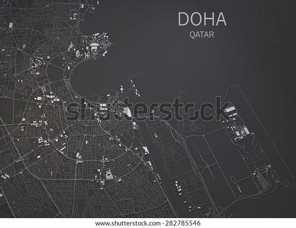 Doha Map Satellite View 3d Qatar Stock Illustration 282785546