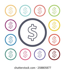 Flat Dollar Icon Stock Vector (Royalty Free) 314002673