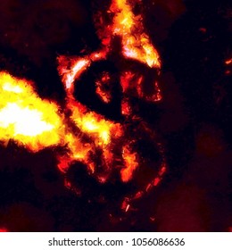 Dollar Sign Exploding Into Blazing Flames Stock Illustration 1056086636 ...
