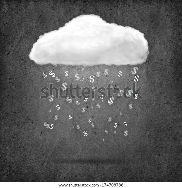 Dollar Sign Falling Cloud Over Grunge Stock Illustration 174708788