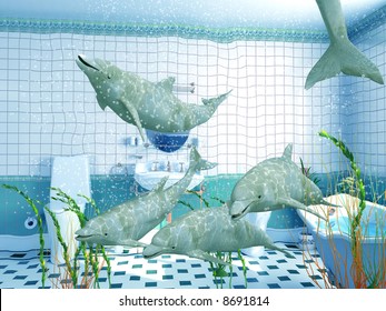 Dolphins Bathroom Interior 3d Rendering Stock Illustration 8691814 ...