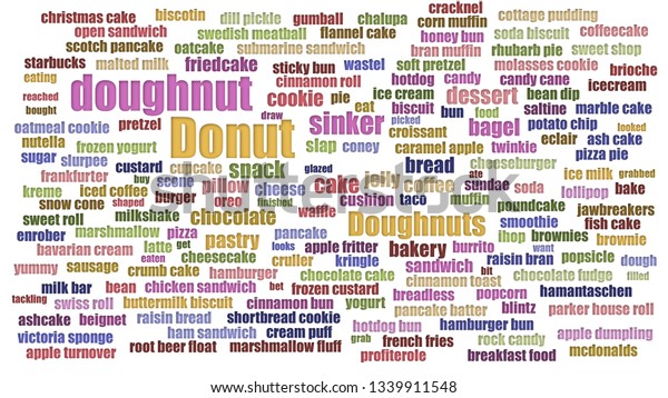 Donut Word Cloud Aligned Isolated Stock Illustration 1339911548