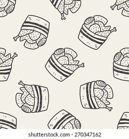 Doodle Chicken Seamless Pattern Background Stock Vector (Royalty Free ...