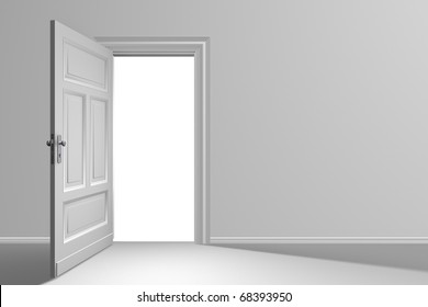 Open Door Over White Background Stock Illustration 92325304