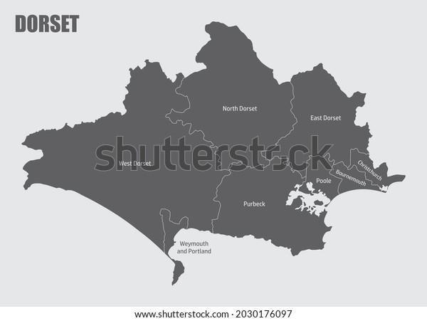 Dorset County Isolated Map Divided Districts Stock Illustration ...