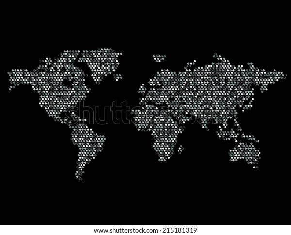 Dotted Map World Continents Random Fill Stock Illustration 215181319 ...