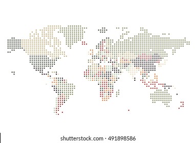 Vektor Stok Dotted World Map Square Dots On (Tanpa Royalti) 500964862 ...