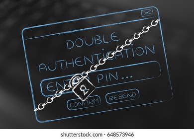 Double Authentication Login Popup Lock Chain Stock Illustration ...
