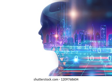 Double Exposure Image Virtual Human 3d Stock Illustration 610608389 ...