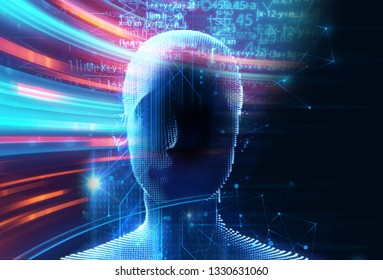 Double Exposure Image Virtual Human 3dillustration Stock Illustration ...