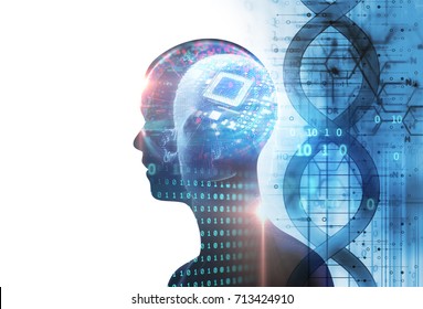 Double Exposure Image Virtual Human 3dillustration Stock Illustration ...