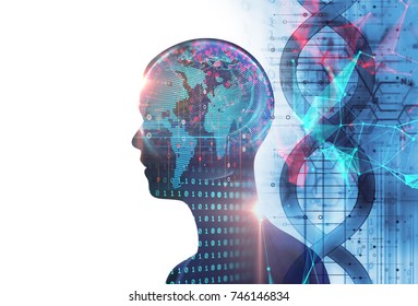 Double Exposure Image Virtual Human 3dillustration Stock Illustration ...