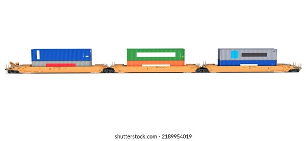 Double Stack Train Cars Containers 3d Stock Illustration 2189954019 ...