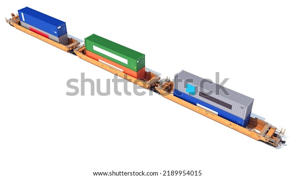 Double Stack Train Cars Containers 3d Stock Illustration 2189954015 ...