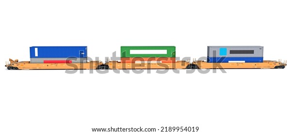 Double Stack Train Cars Containers 3d Stock Illustration 2189954019 ...