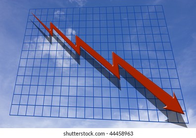 Downward Graph Red Arrow Sky Background Stock Illustration 44458963 ...