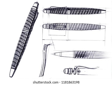 Draft Sketch Development Design Exclusive Pen Stock Illustration ...