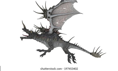 3d Rendering Fantasy Spiky Dragon Isolated Stock Illustration 719892340