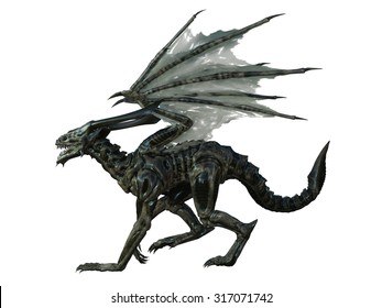 Dragon King Flying Side View 3d Stock Illustration 2076959749