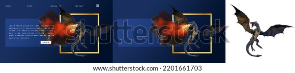 Dragon Website Header Mockup Ultrahighresolution 140 Stock Illustration ...