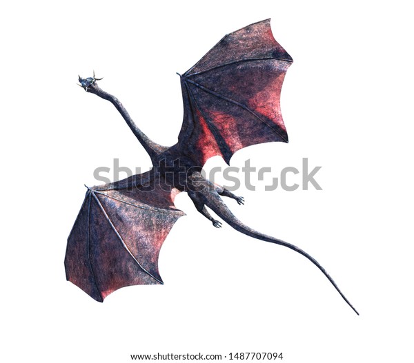 Dragon Winged Creature Flying Top View Stock Illustration 1487707094 ...