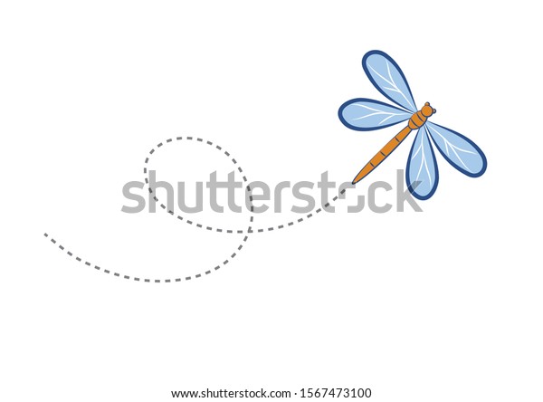 Dragonfly Circular Circle Dashed Lines Stock Illustration 1567473100 ...