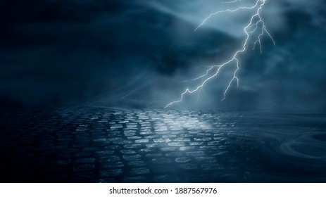 Dramatic Background Night Sky Thunderstorm Lightning Stock Photo ...