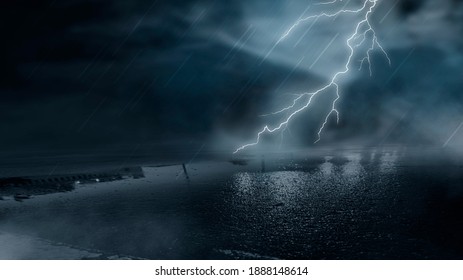 Dramatic Background Night Sky Thunderstorm Lightning Stock Photo ...