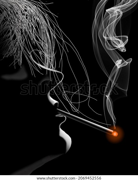 Dramatic Rim Light Highlights Messy Hairdo Stock Illustration ...