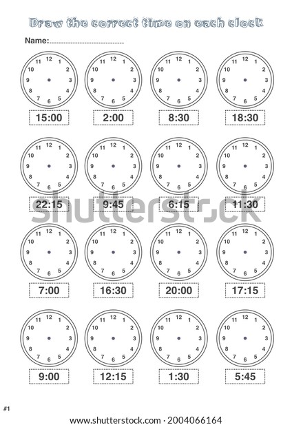 Draw Hands On Clock Match Digital Stock Illustration 2004066164 ...